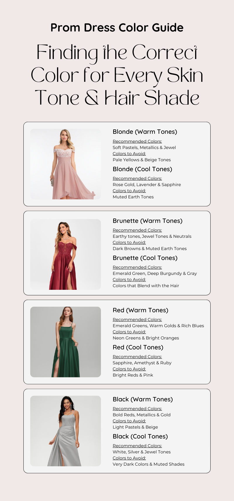 Perfect Prom Dress Color Guide + Bonus Tips | JJ's House